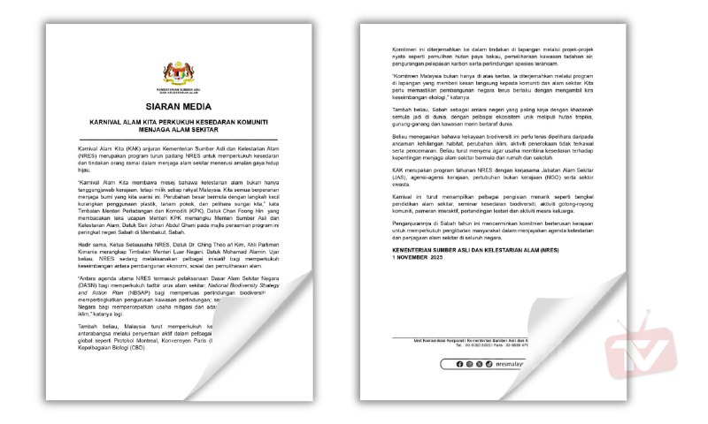 KARNIVAL ALAM KITA PERKUKUH KESEDARAN RAKYAT TERHADAP KELESTARIAN ALAM ...